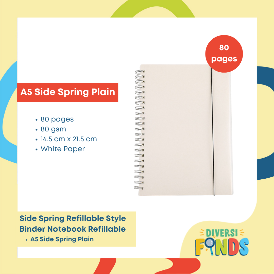 MUJI Style Spiral Notebook with Garter - Size A5, B5, A6 - LINE,PLAIN ...