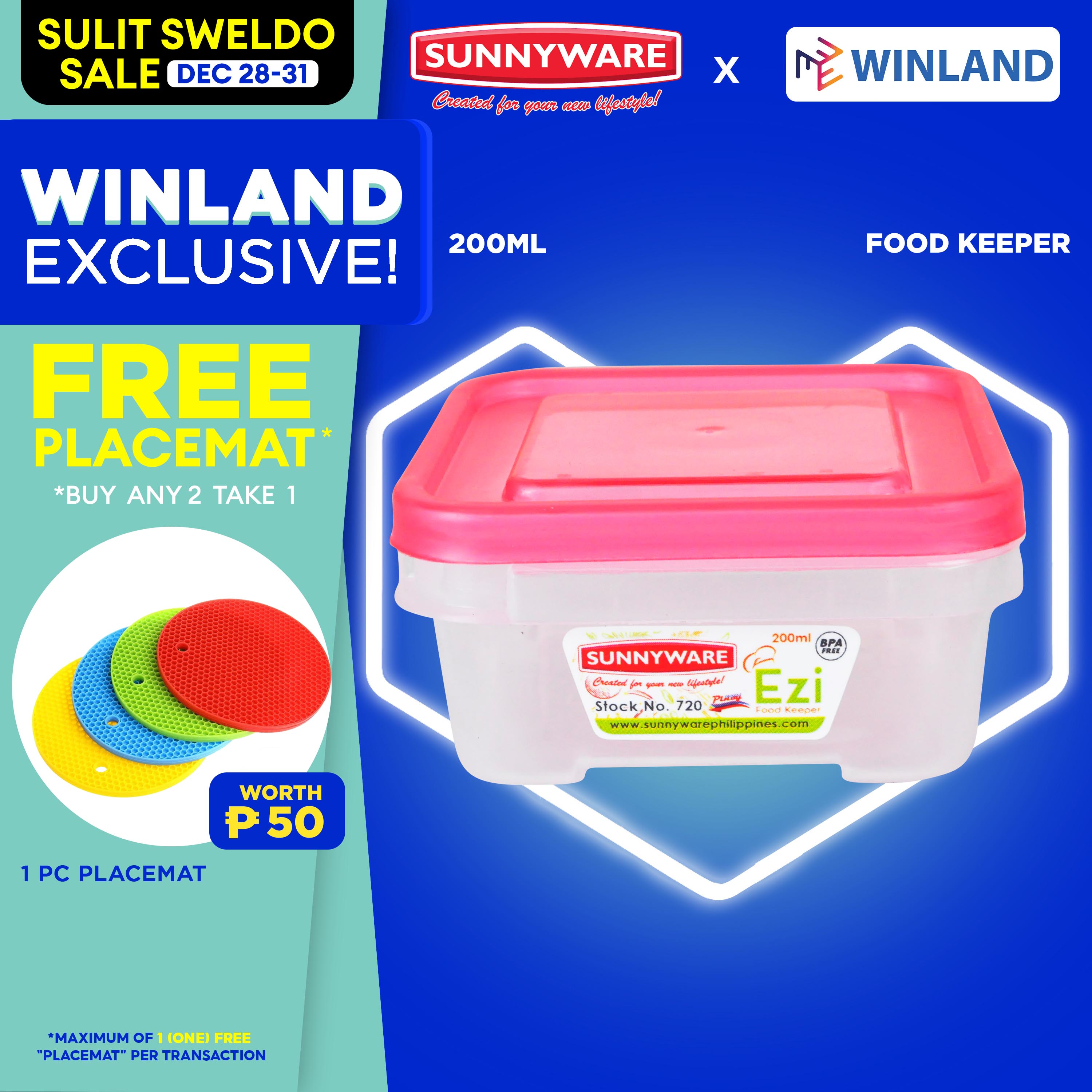 SUNNYWARE by Winland 0.2L | 200mL EZI Food Saver Keeper Storage ...