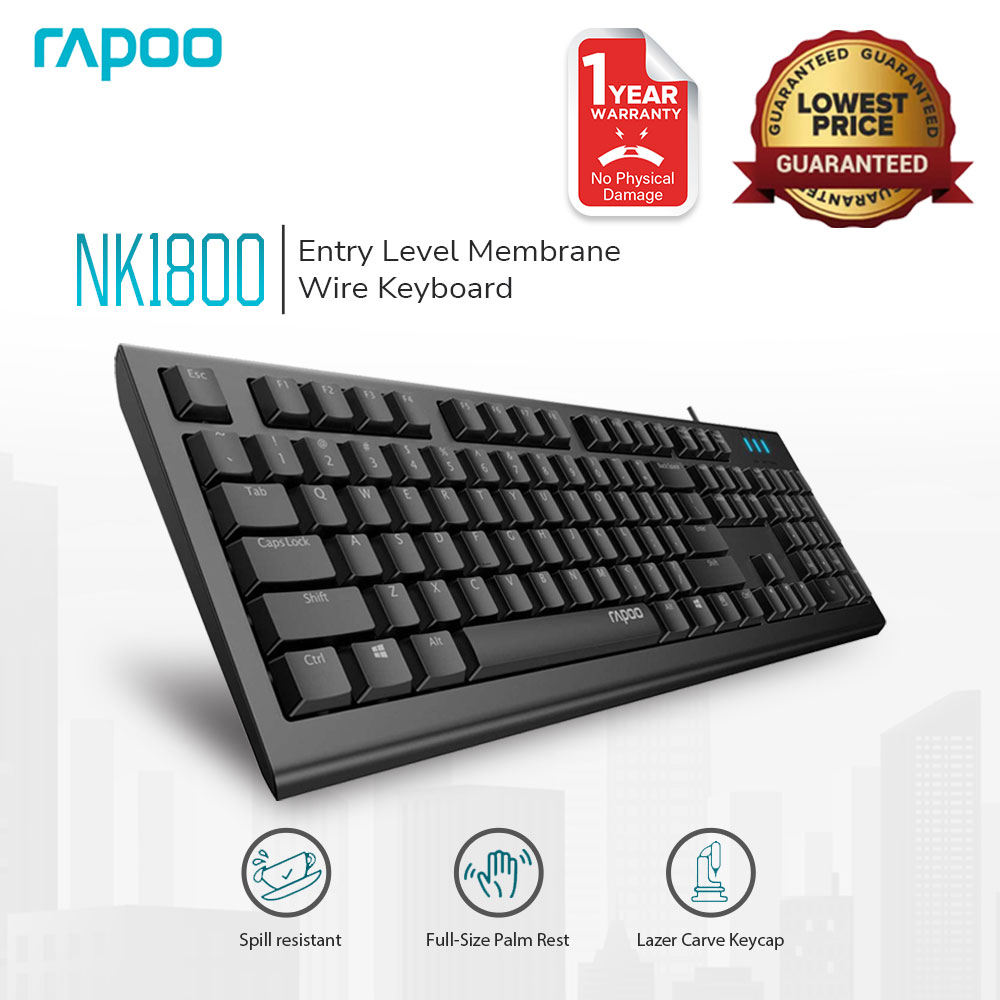Rapoo NK1800 Entry Level Membrane Wired Keyboard | Lazada PH