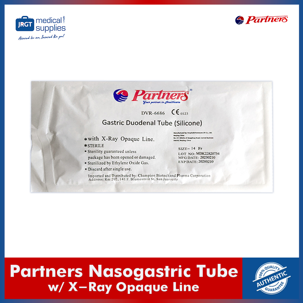 Partners Nasogastric Tube (NGT) w/ X-Ray Opaque Line | Silicone Tube ...