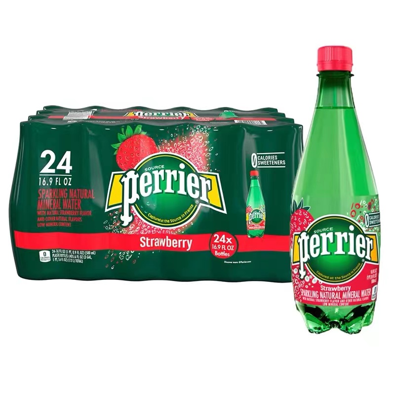 Perrier Sparkling Natural Mineral Water Strawberry Bottle 500ml 巴黎水草莓味 ...