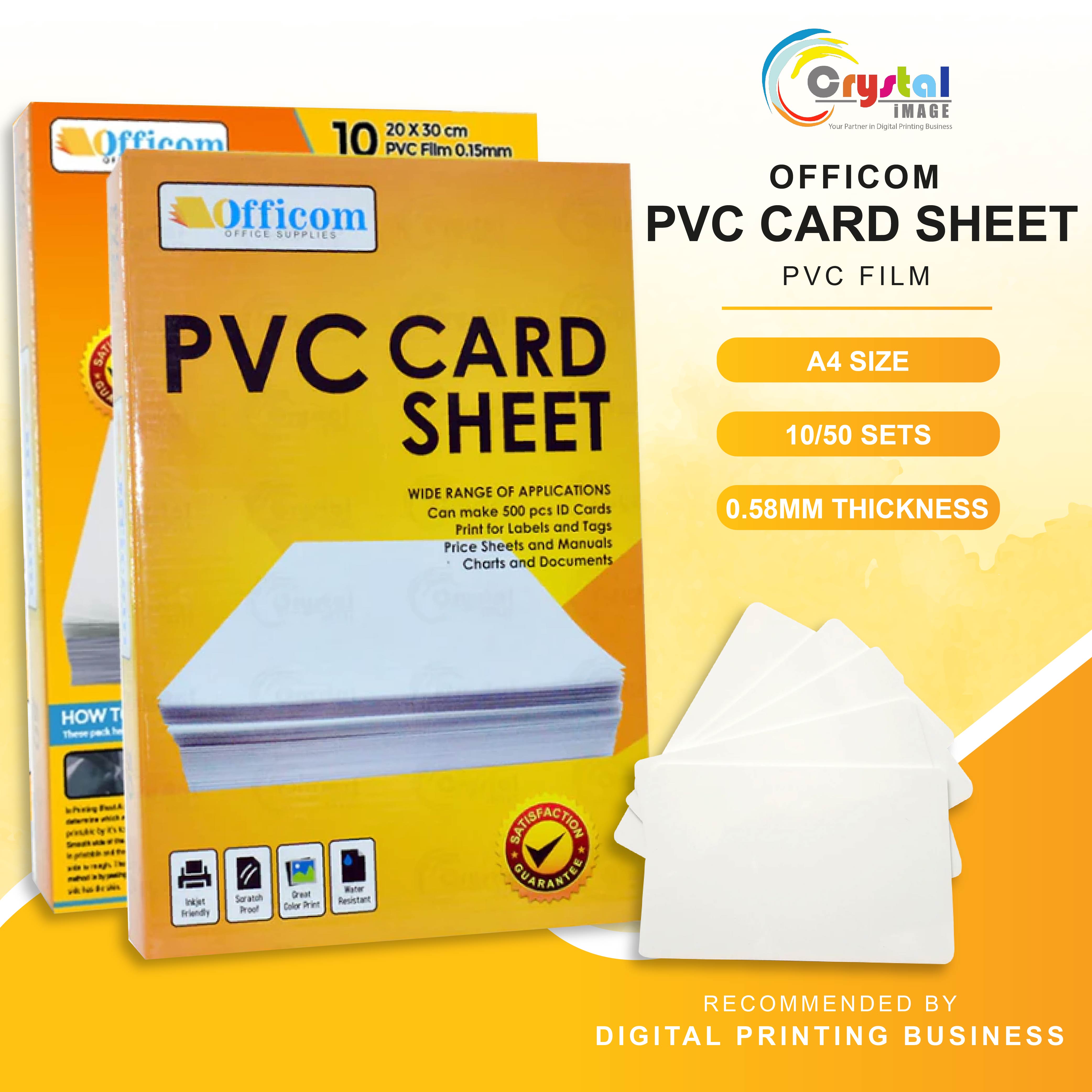 Officom PVC Card Sheet Film ID 50 Sheets | 10 Sheets A4 Size for ID ...