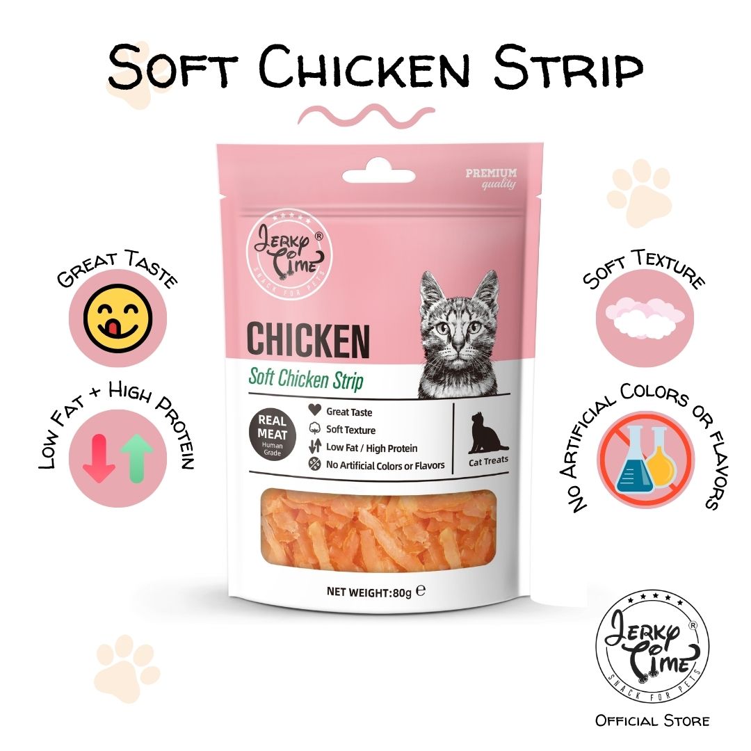 Jerky Time Chicken Flavored Cat Treat with Real Meat 80g | Lazada PH