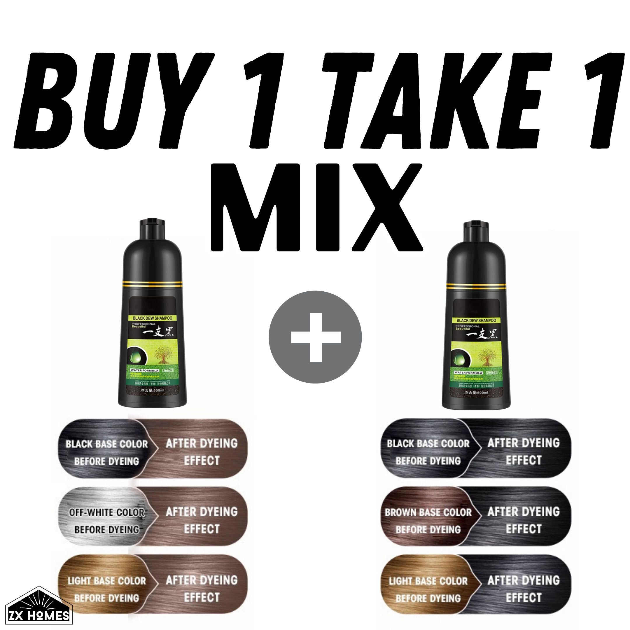 ZX HOMES [BUY 1 TAKE 1] BLACK DEW SHAMPOO NATURAL HERBAL DYE Black Hair ...