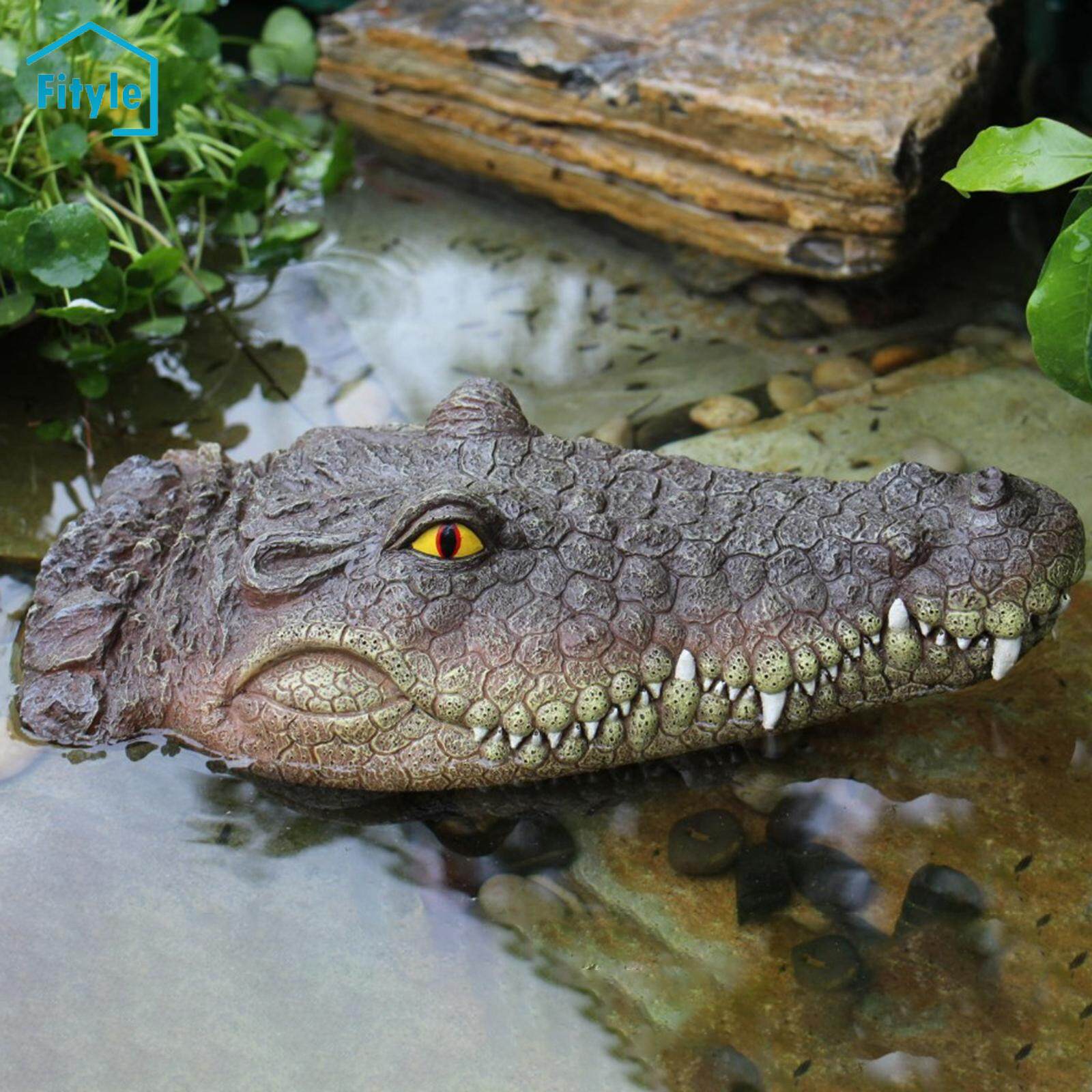 Fityle Fake Floating Crocodile Head Prank Toy Water Decoy for Patio ...
