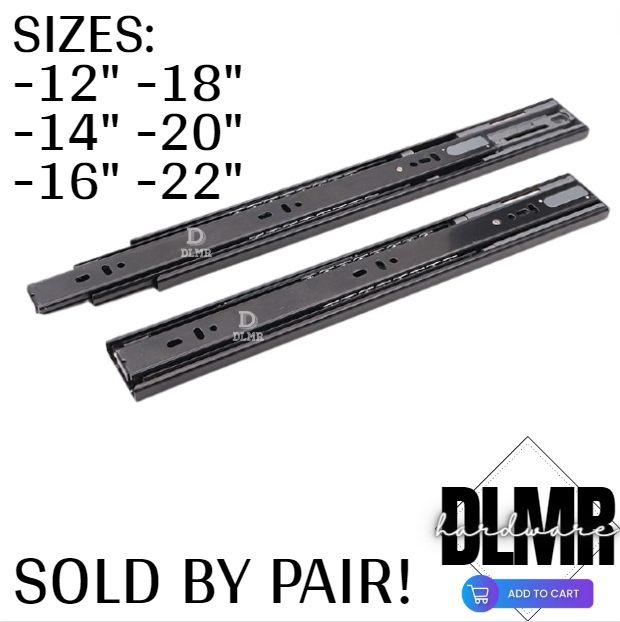 1 PAIR DRAWER SLIDE ROLLER DRAWER GUIDE (10", 12", 14", 16", 18", 20 ...