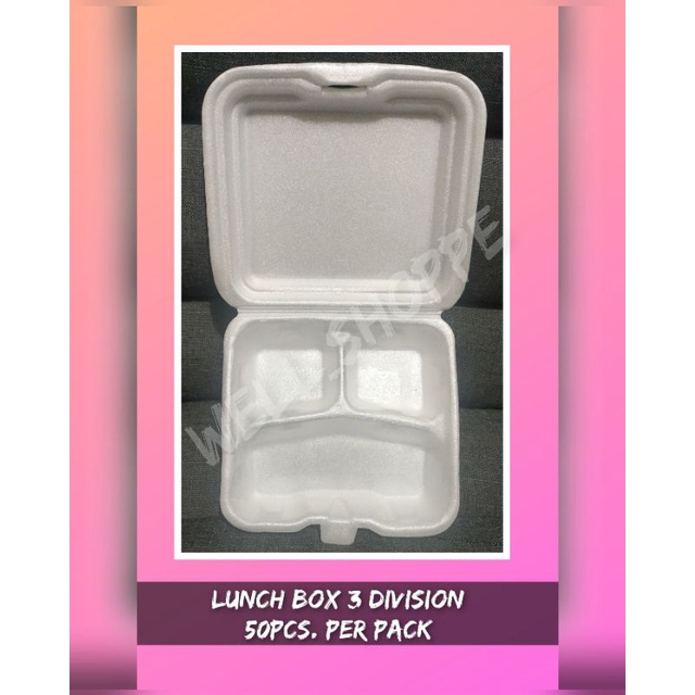 ;h:Styro Lunchbox 3 Division (50pcs per pack) | Lazada PH