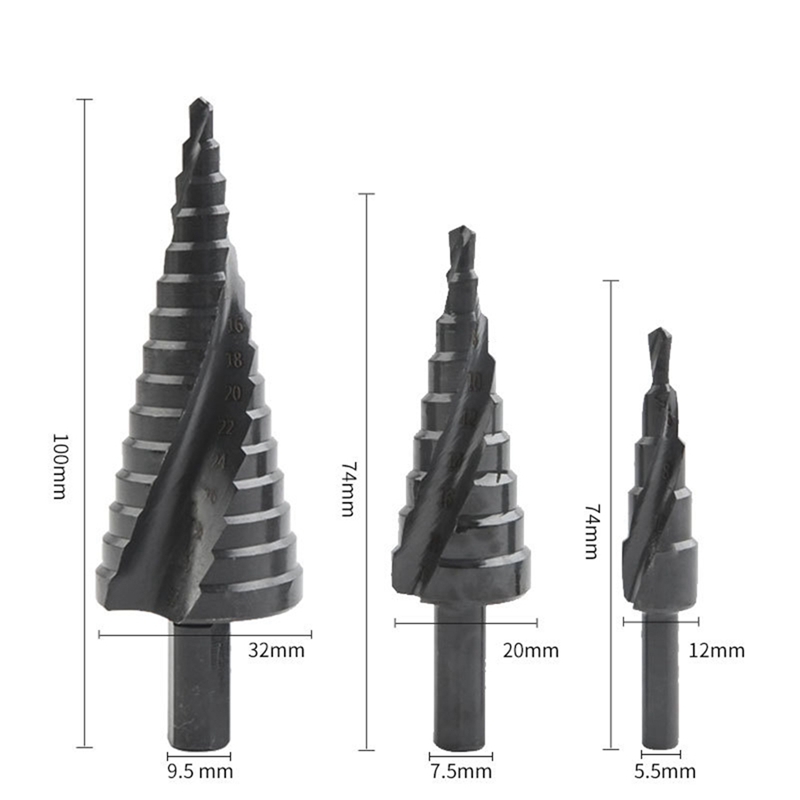 3PCS Cobalt Step Drill Bits For Hard Metal, Metric M35 Unibit Set With ...