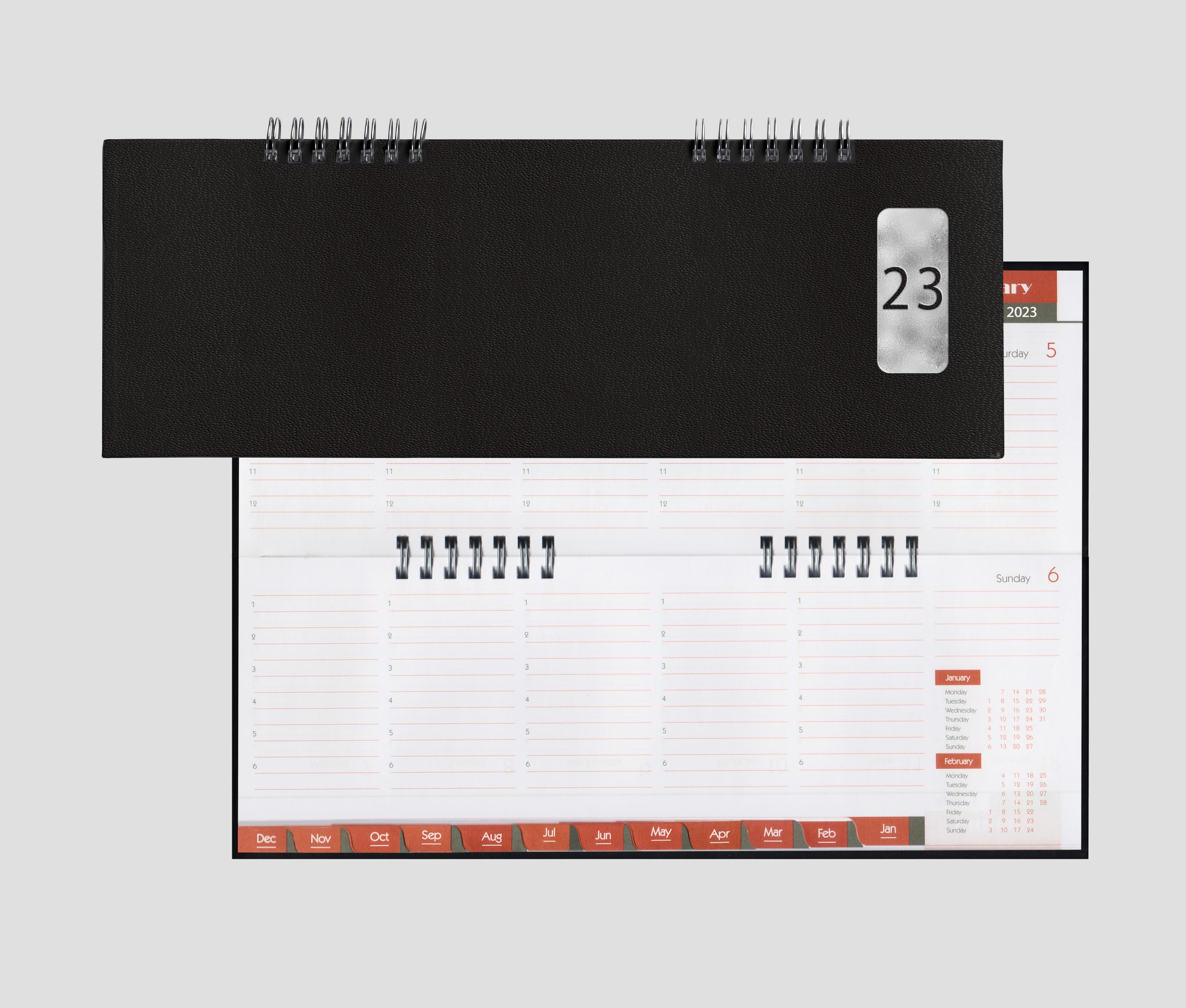 Stradmore Long Diary 2023 with Monthly Tabs-Wired Hard Cover 6.75 x 3. ...