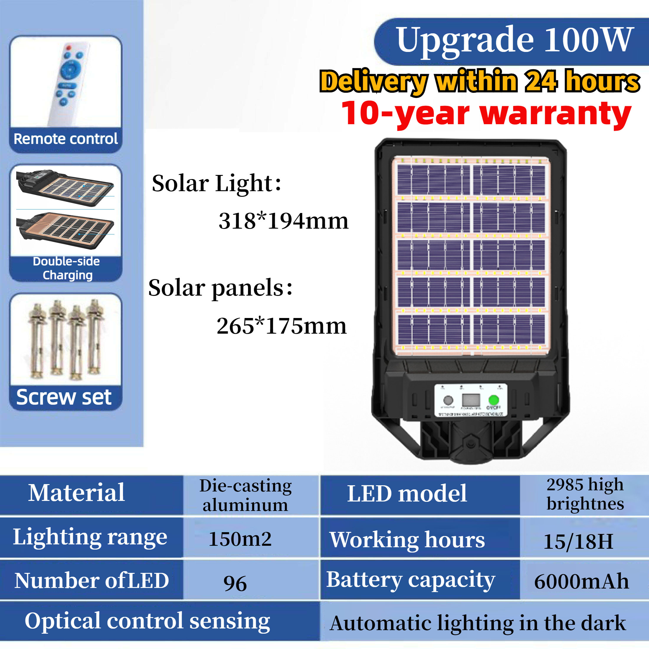 Solar Street Light 800W Solar Light Outdoor Waterproof All-in-One LED ...