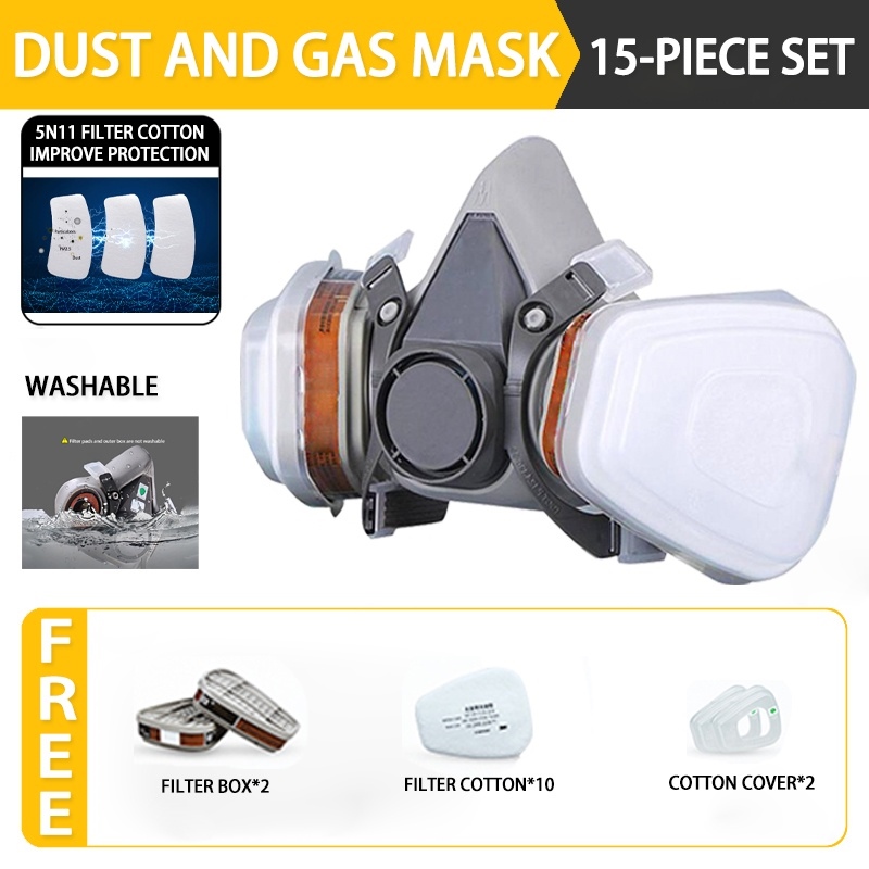 【Lifetime Warranty】Dust and gas mask half face type double filter gas ...