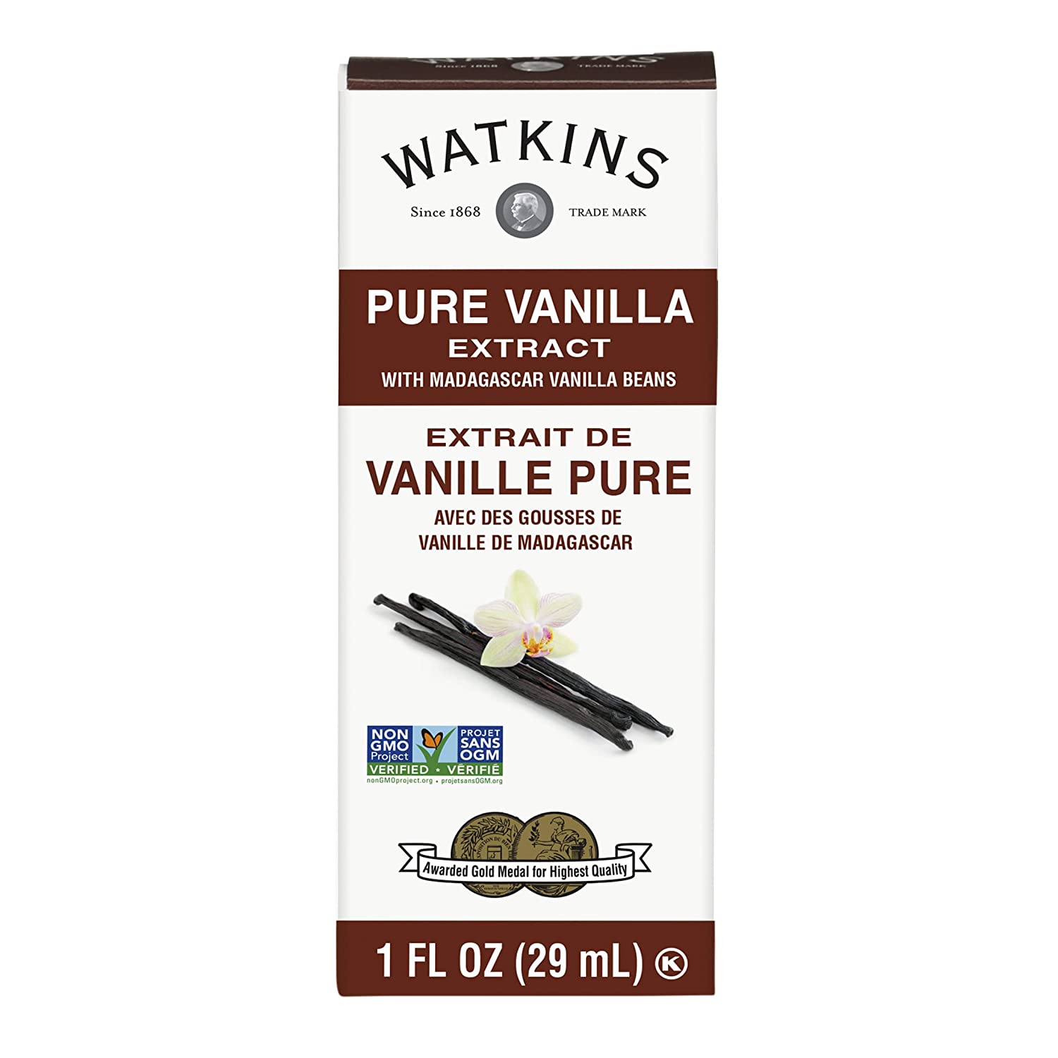 Watkins Pure Vanilla Extract, with Madagascar Vanilla Beans, Non-GMO ...