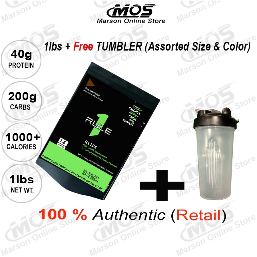 Rule 1 LBS Mass Gainer 1LBS/Pack (.46KG ) High Calorie Mass Gainer 5:1 ...