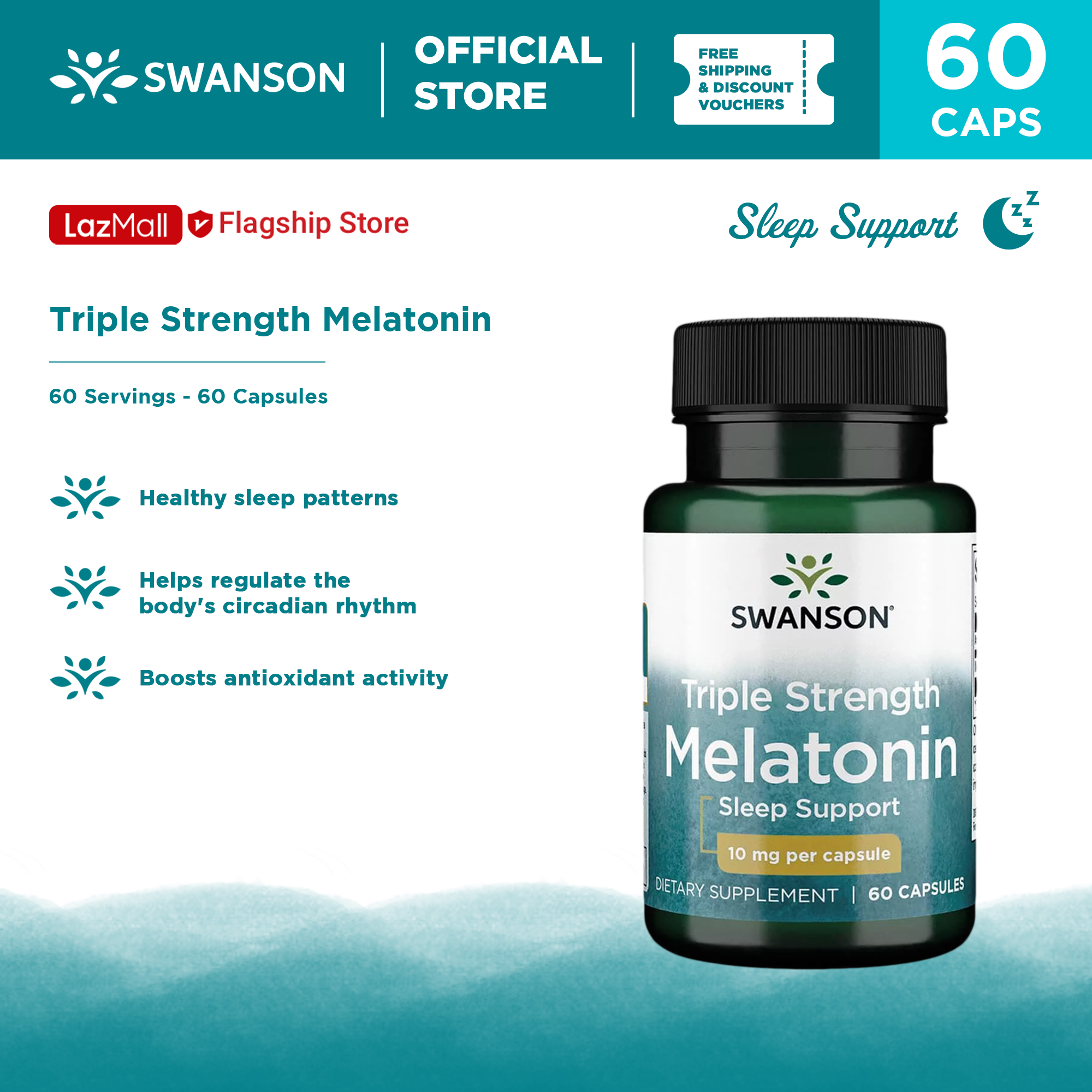 Swanson Triple Strength Melatonin 10 MG Sleep Aid | 60 CAPSULES | Lazada PH