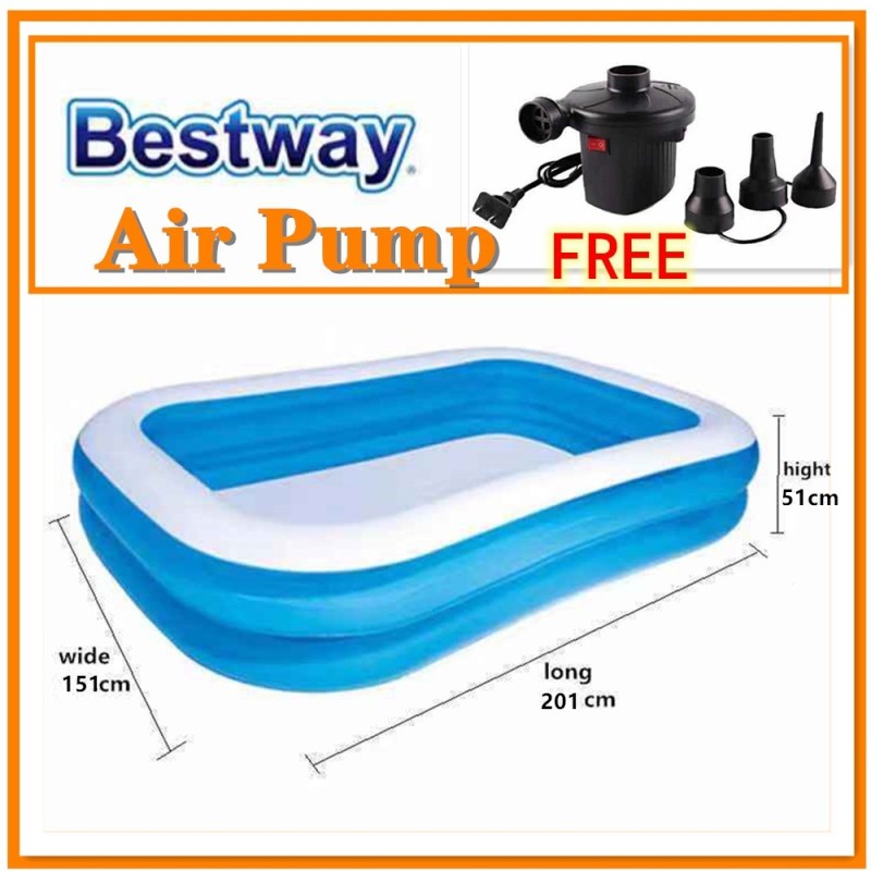 FREE Electric Air Pump Bestway Swimming Pool Adult Kids Family Size ...