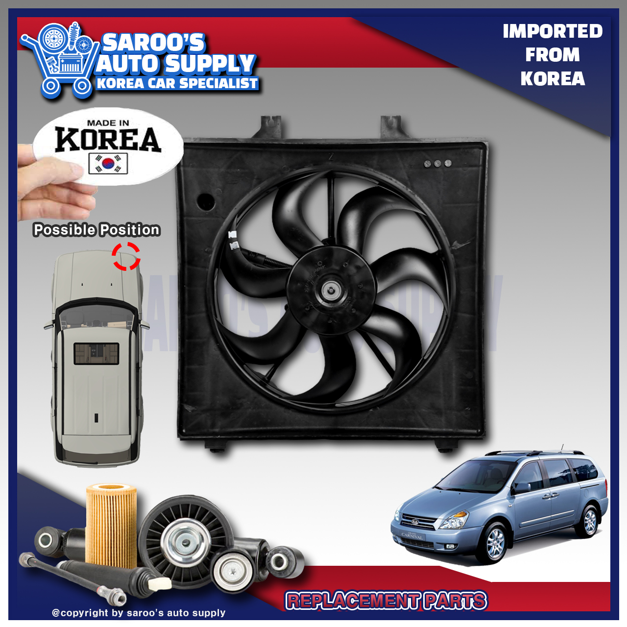 Radiator Fan / Auxiliary fan For Kia Grand Carnival , 2005-2014 ...