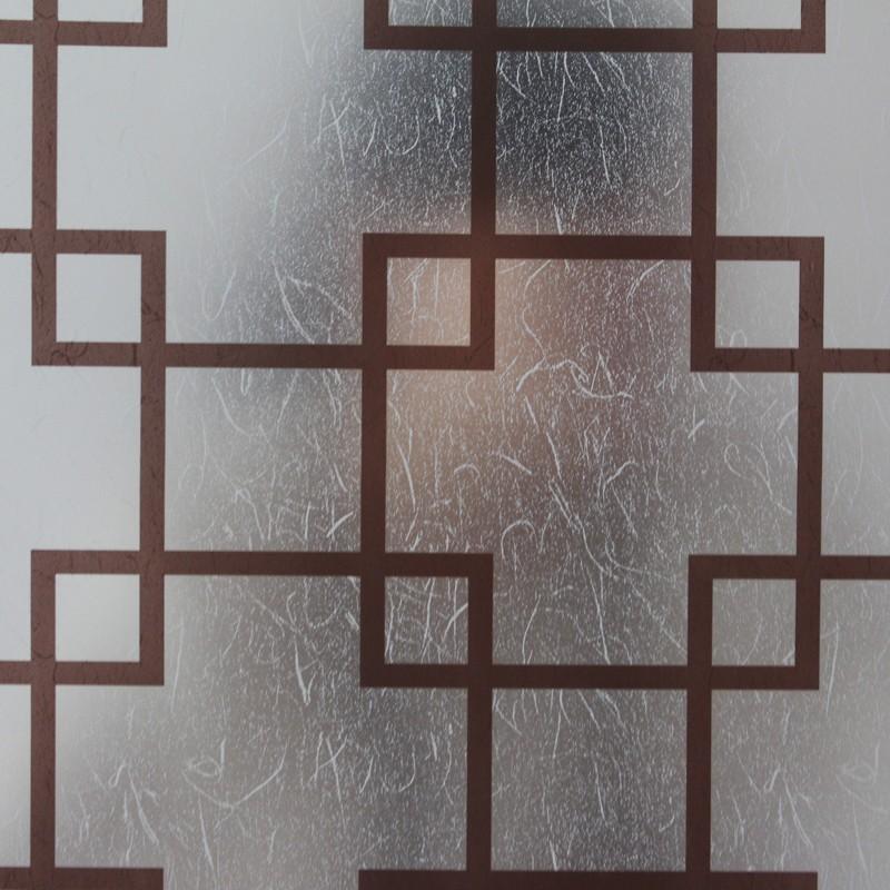 45*500cm brown chinese grid Pattern Home Decor Opaque Privacy Self ...