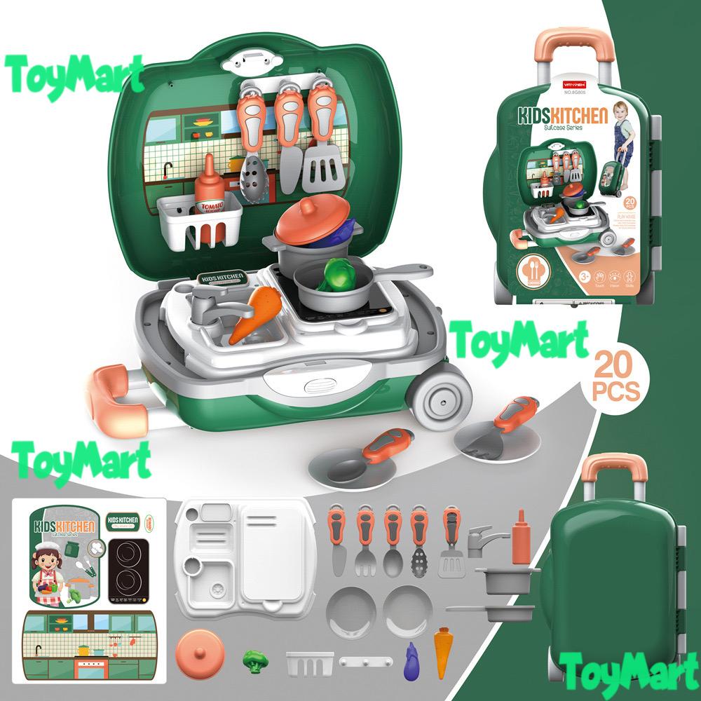Green Vanyeh Kids Kitchen Suitcase Backpack Play Set with Stickers and ...