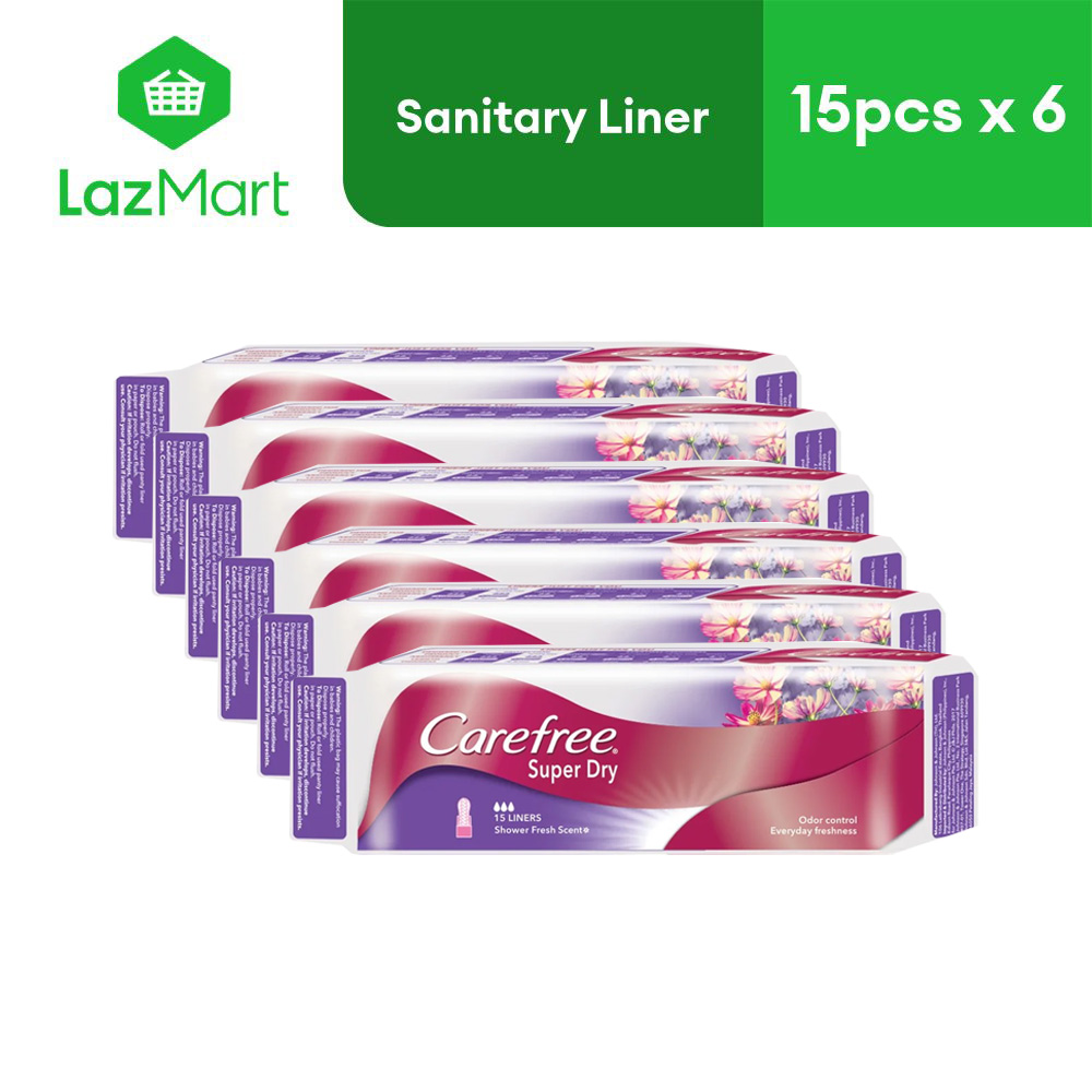 Carefree Super Dry Panty Liners 15s - Pack of 6 | Lazada PH