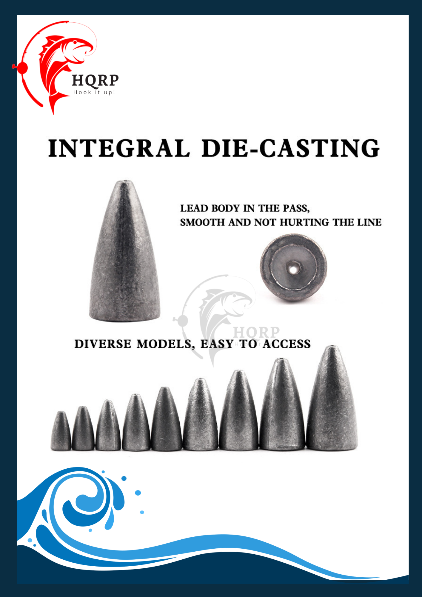 Lure bait bullet lead (5 pcsbag) far throwing hollow lead sinker ...