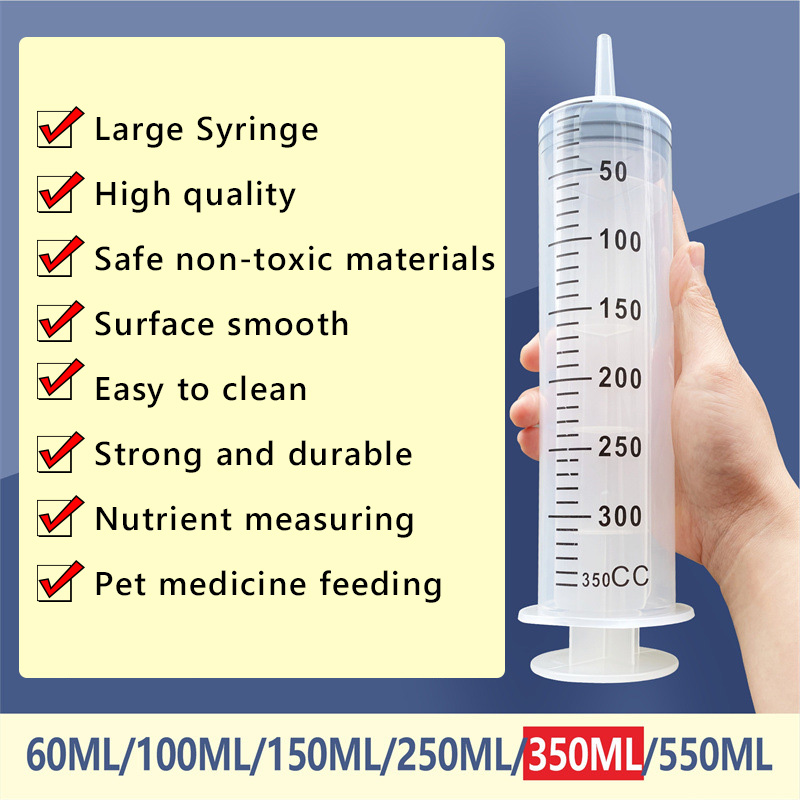 100/200/300/500ML Plastic Syringe Large Syringe Hand Feeding Injector ...