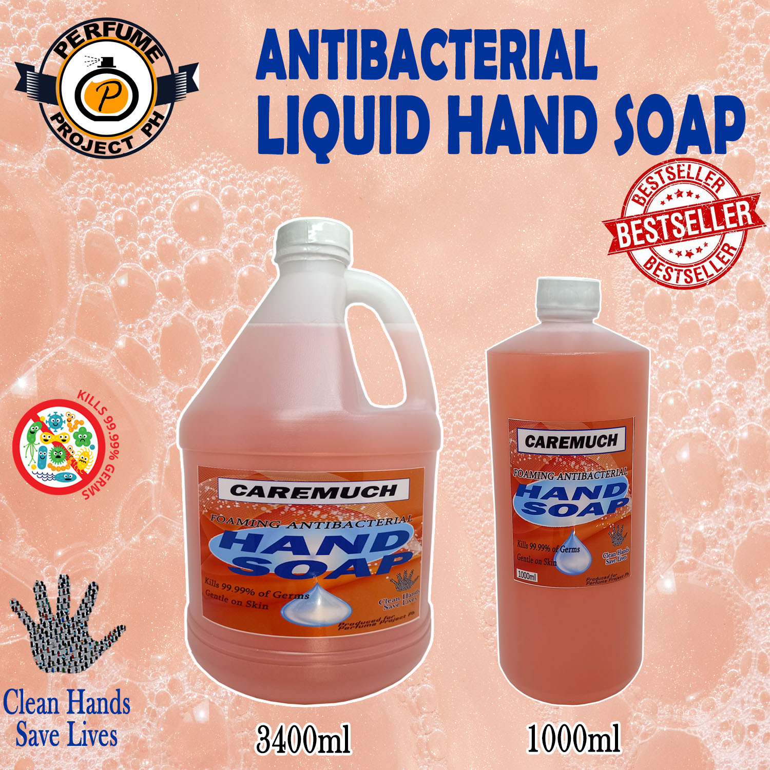 CAREMUCH Antibacterial Liquid Hand Soap in Gallon or Liter by Perfume ...