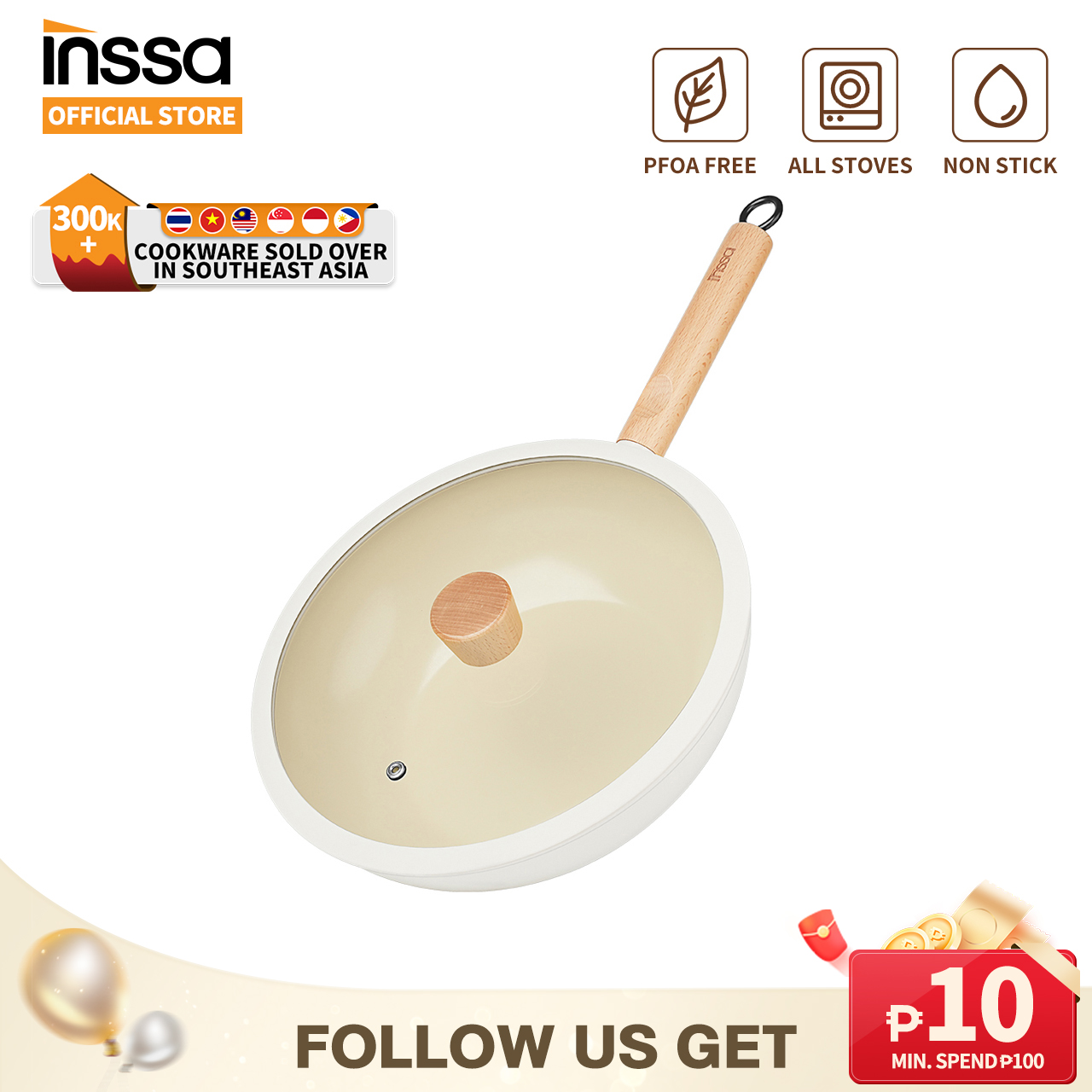 Inssa 28cm Deep Frying Pan Pot kitchenware cookware with cover big size ...