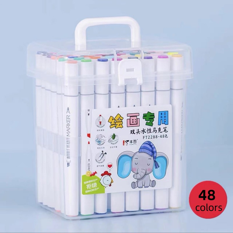 Dual Head Multi Color Pen Set 12/24/36/48 pcs Marker Brush Watercolor ...