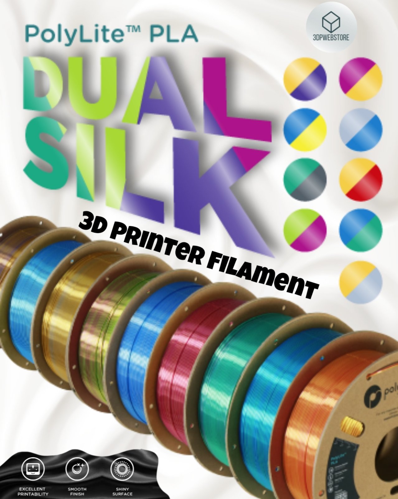 PolyLite Dual Color Shiny PLA Filament 2-Color 3D Printer 1.75 PLA ...