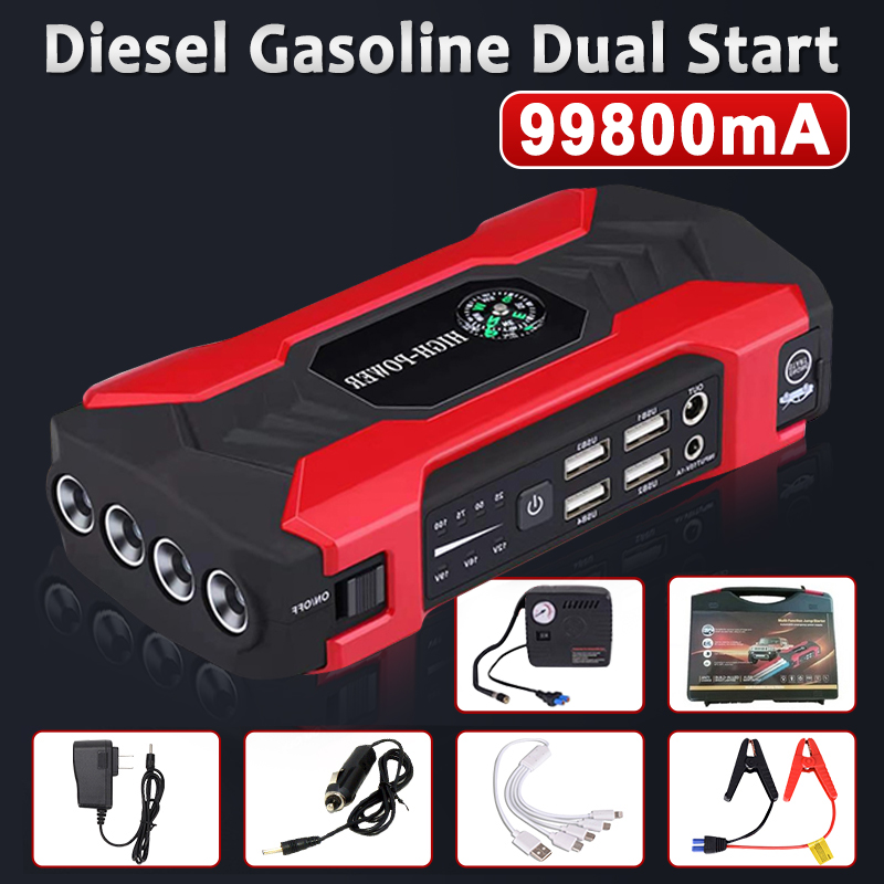 99800mAh Multi-Function 12V Car Jump Starter Emergency Power Bank ...