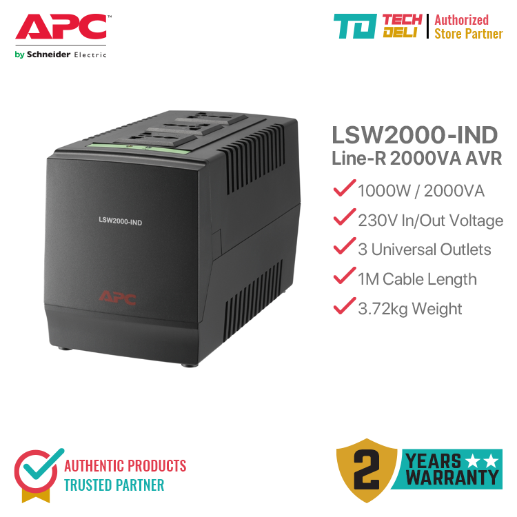 APC LSW2000-IND, Line-R 2000VA, Automatic Voltage Regulator, 3 ...