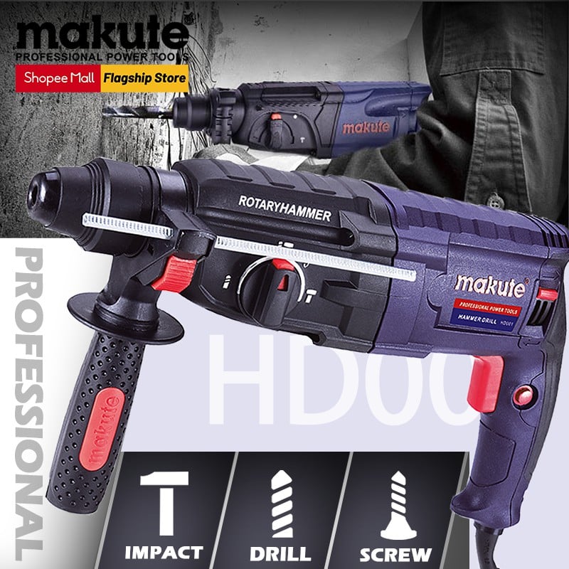 Makute HD001 800W Electric Hammer Drill Rotary 26mm Rock Drill Jack ...