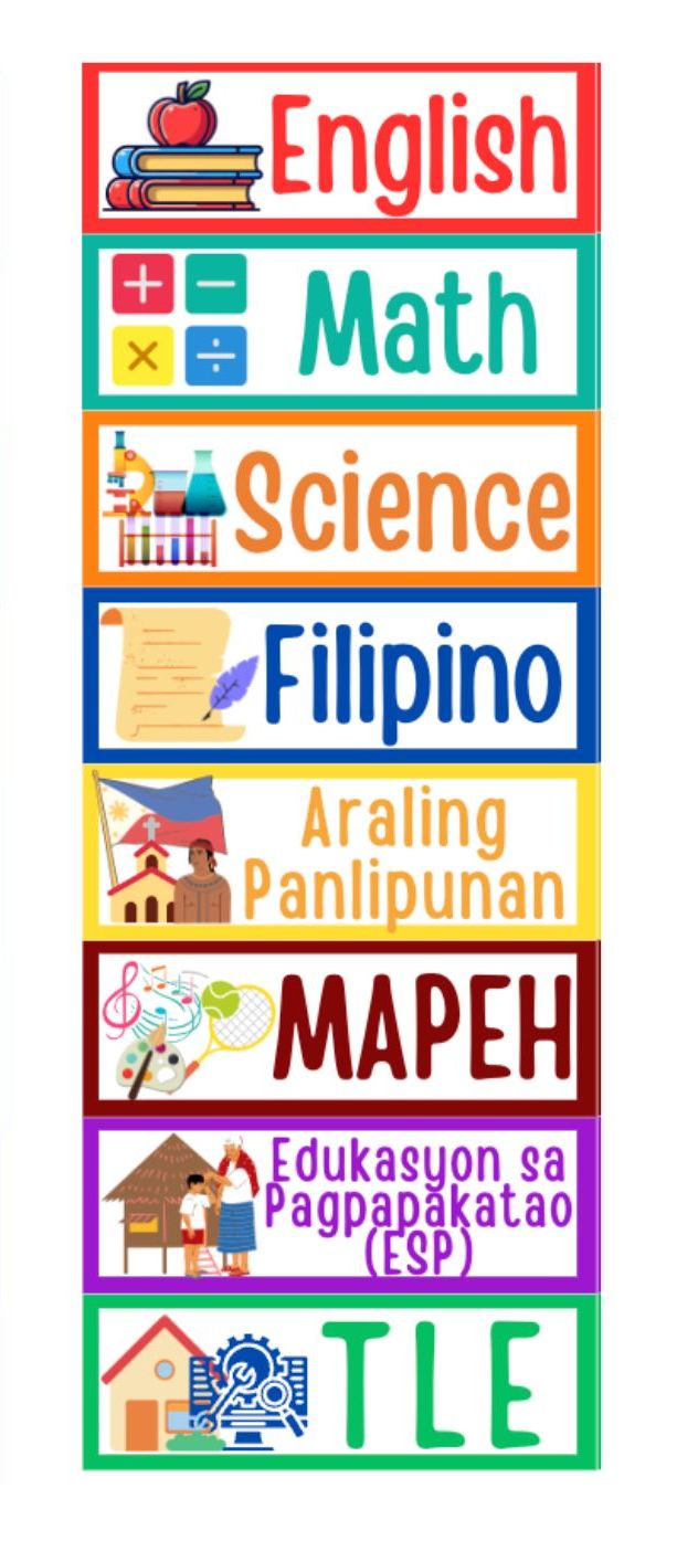 Subject Label Sticker Subject Name Sticker for Kids 8pcs Set ...