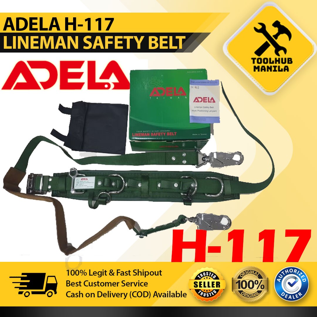 ADELA H117 (BEWARE OF FAKE!! NOT ADELE) H-117 Lineman Climbing Waist Position Safety Belt Fall ...
