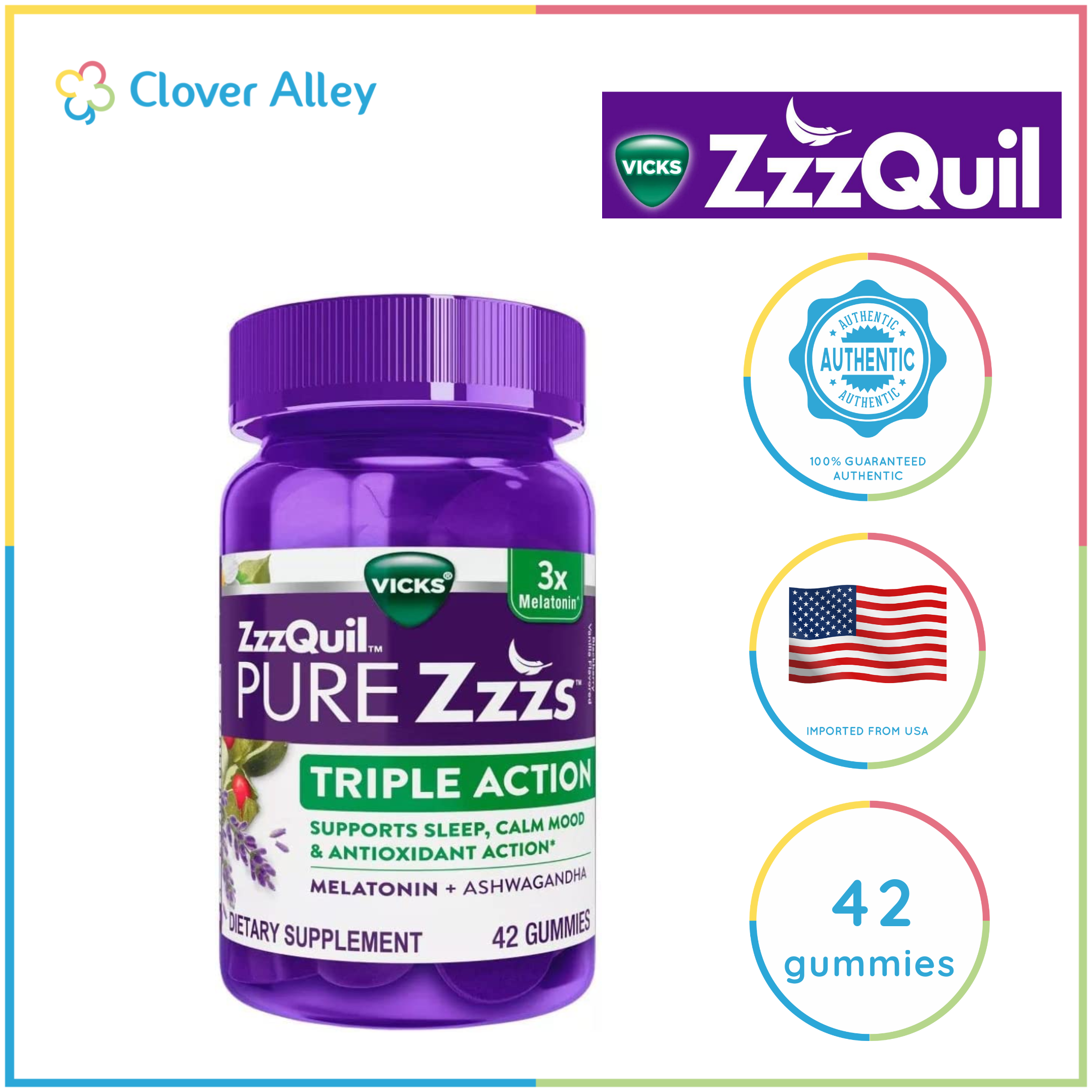 Vicks ZzzQuil Pure Zzzs Triple Action Gummy Melatonin Sleep Supplement ...