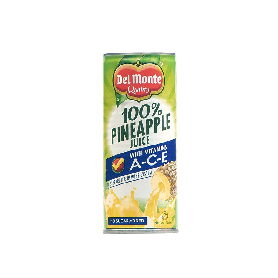 SMALL CAN Delmonte 100% Pineapple Juice with ACE NO SUGAR (240mL ...