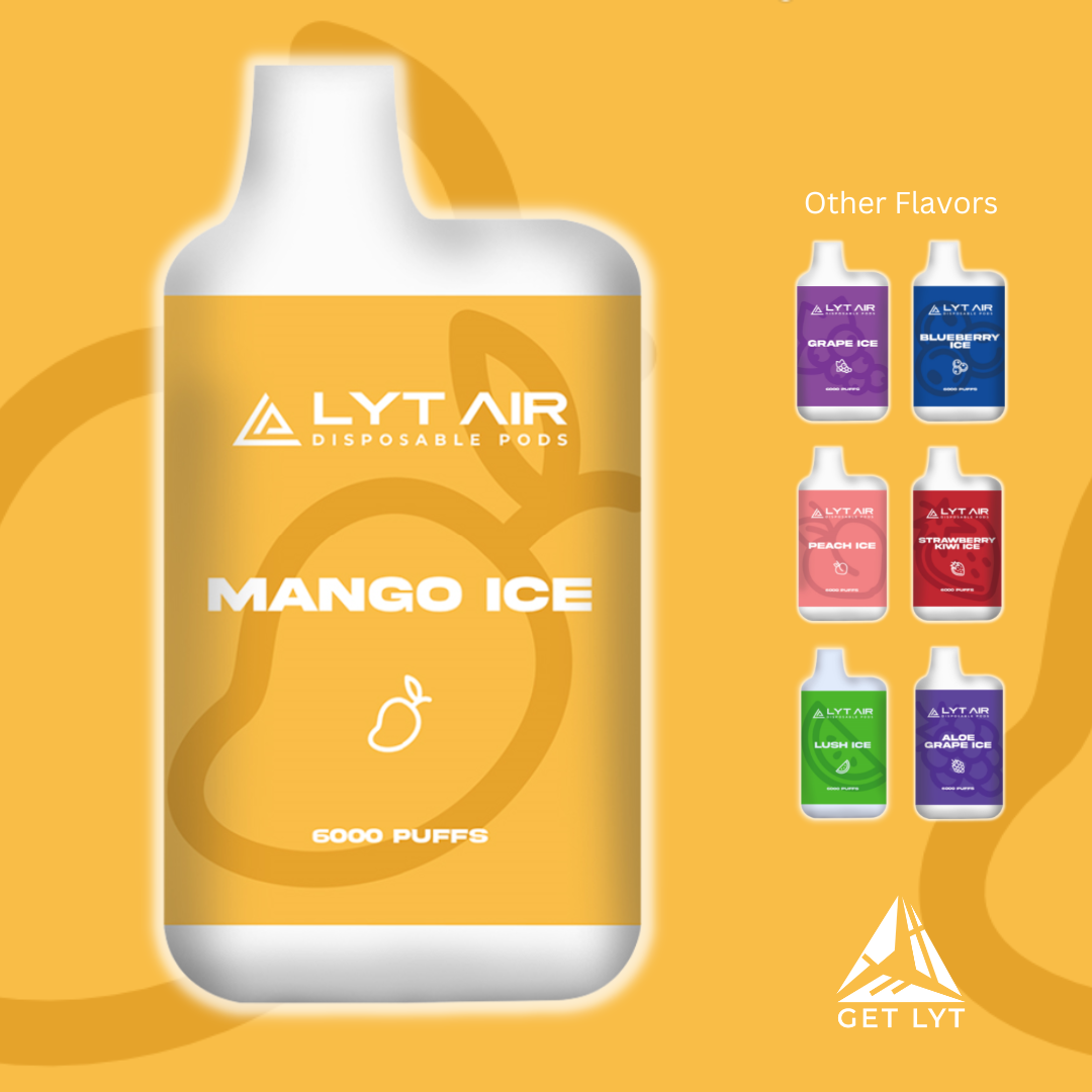 LYT Air Mango Ice 6000 Puffs Disposable Vape Pods Fruity Flavors 14ml 5 ...