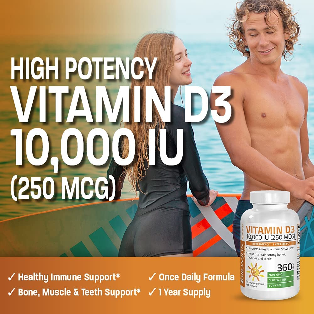 Bronson Vitamin D3 10,000 IU (250 mcg) High Potency - Supports Healthy ...