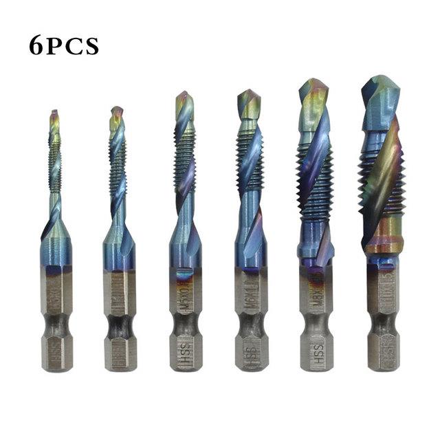 6/12PCS Composite Hex Shank Tap Drill Bits Set Quick Change Impact HSS ...
