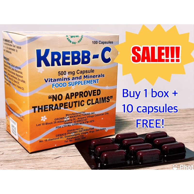 Krebb C 1 BOX 100 10 capsules FREE! | Lazada PH