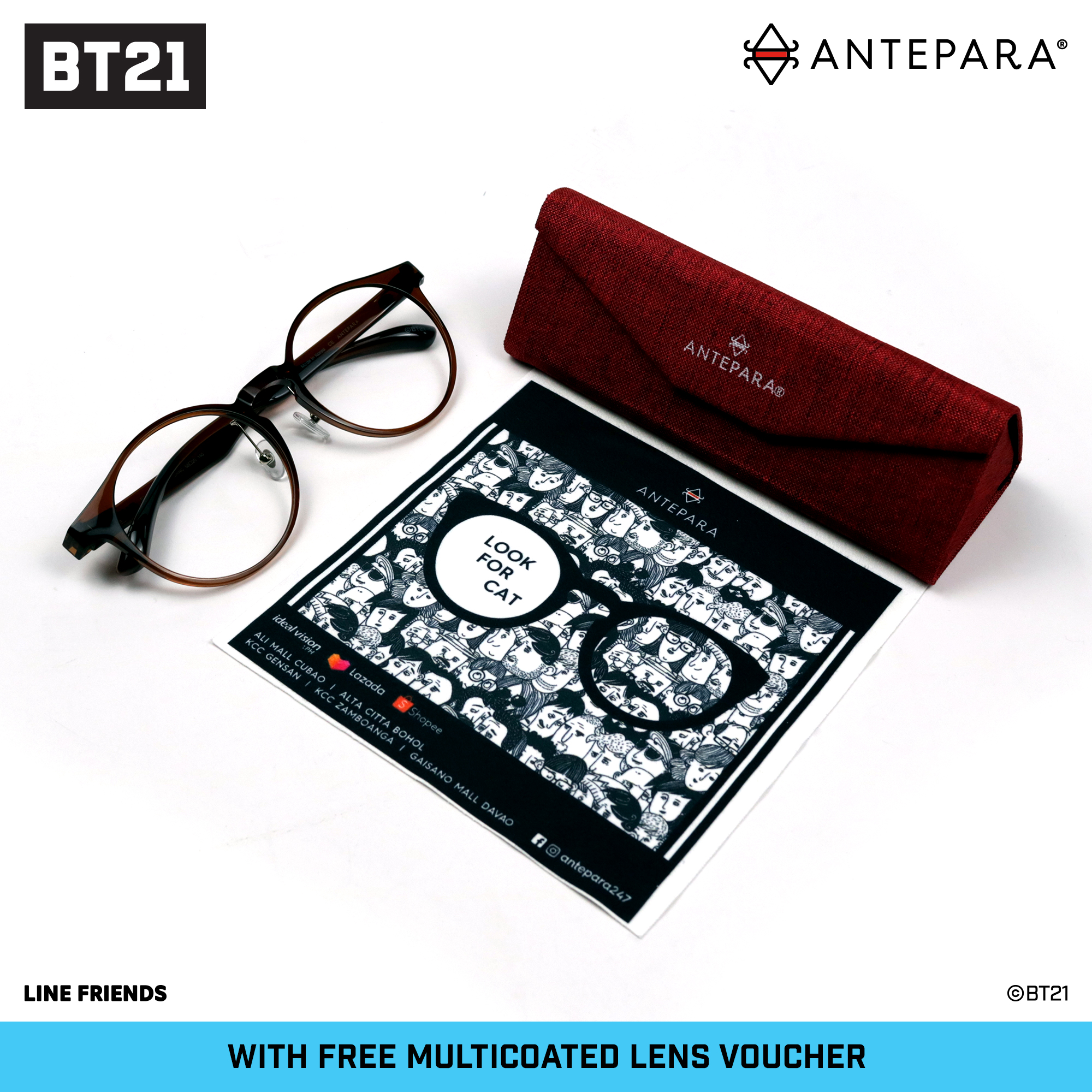 Antepara With BT21 Eyeglasses (BT INCHEON BRNC Crystal Brown Wide Fit ...