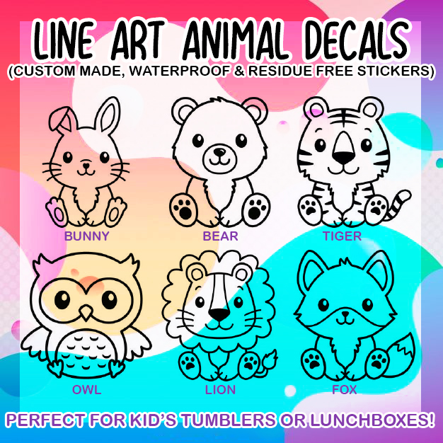 Cute Line Art Animal Decal Waterproof Stickers | Lazada PH