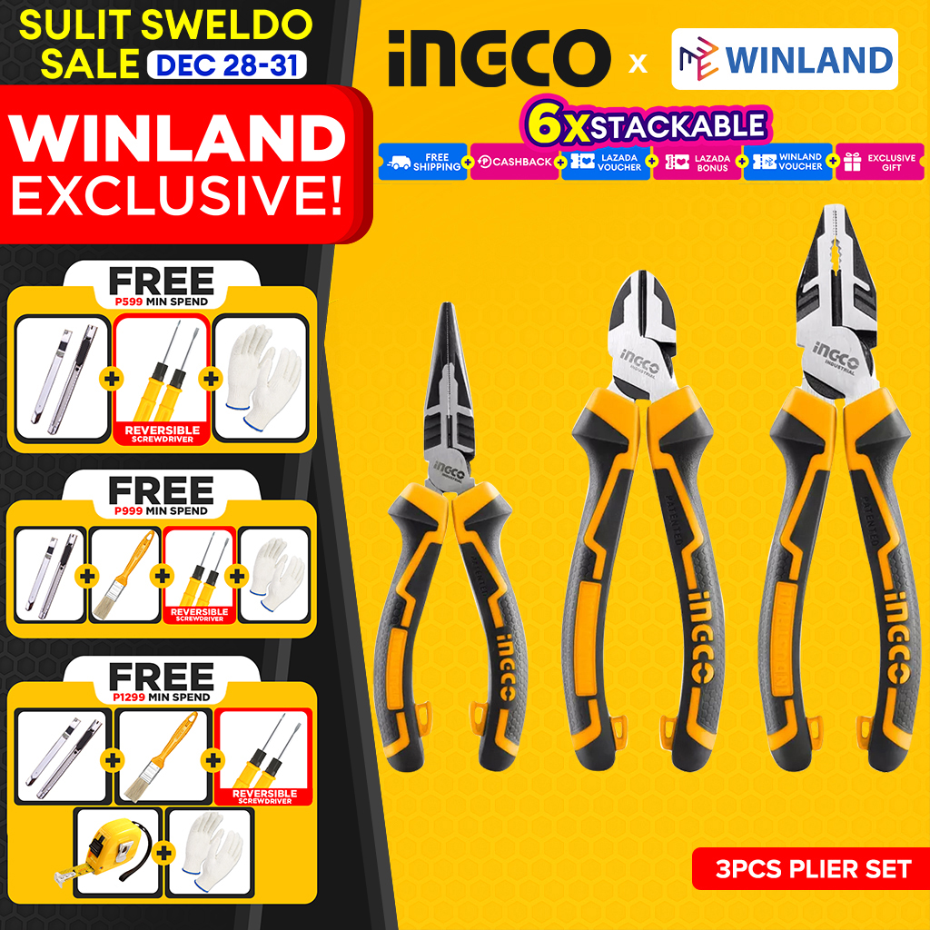 INGCO by Winland Industrial 3Pcs High Leverage Pliers Set HKHLPS2831 | Lazada PH