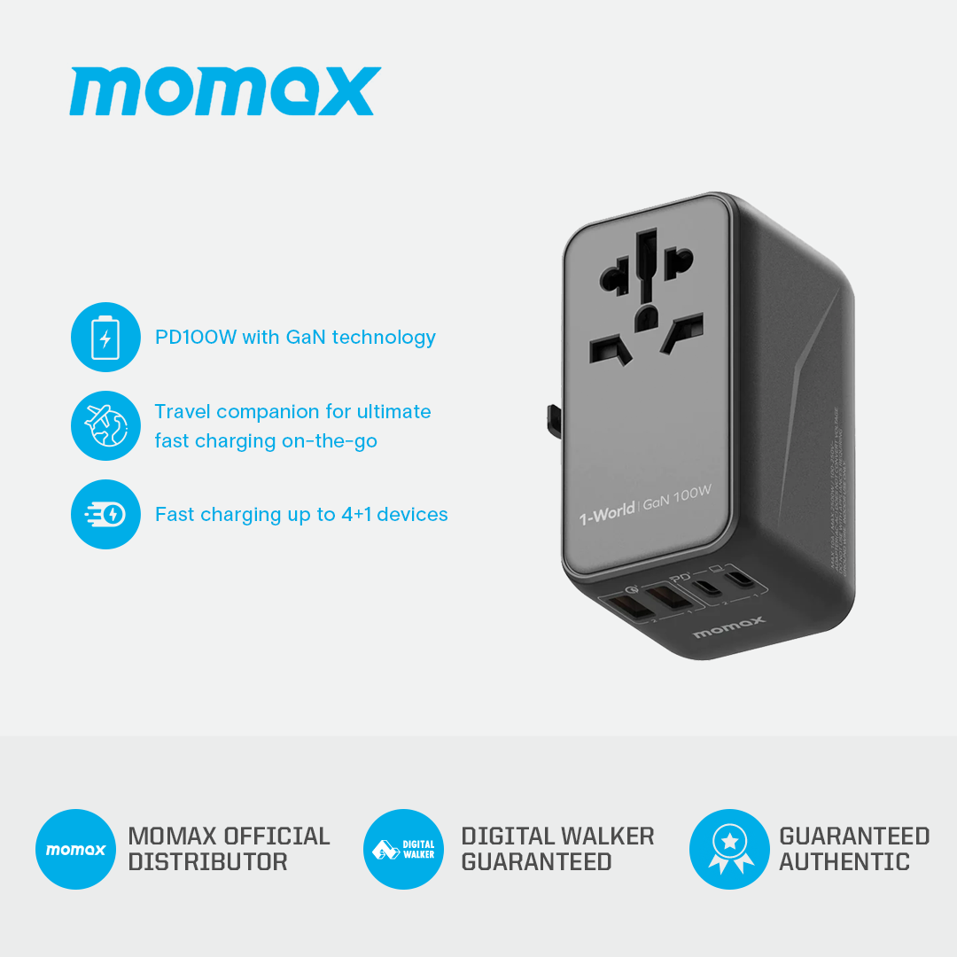 Momax 1-World 100W GaN 4 ports + AC Travel Adapter | Lazada PH