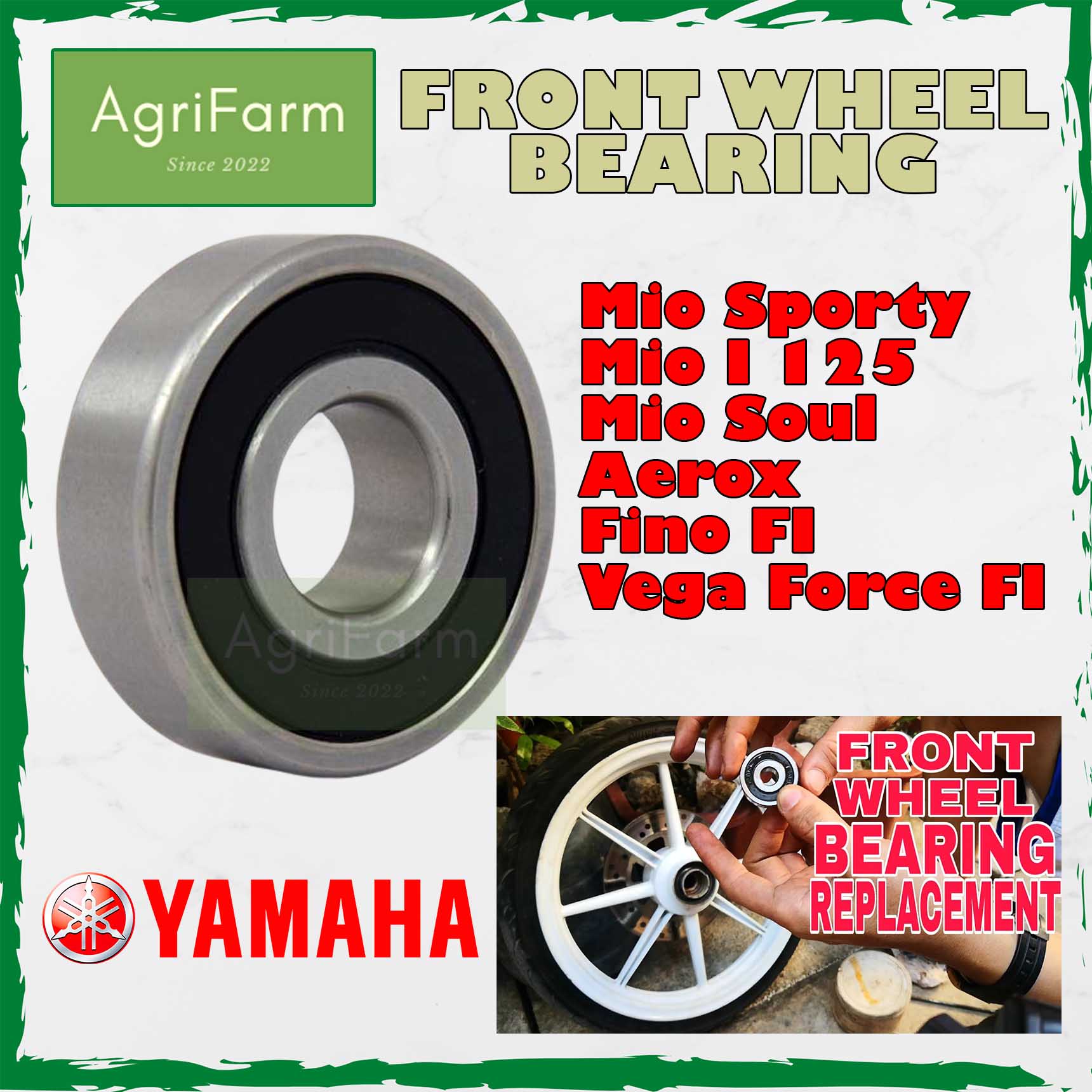 FRONT WHEEL HUB BEARING 6300 for Yamaha Mio Sporty Mio i 125 Mio Soul i ...