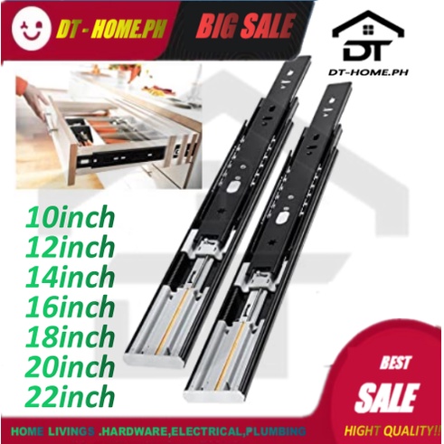 Soft Closing Hydraulic Drawer Full Extension 3 Fold Drawer Slide Guide ...