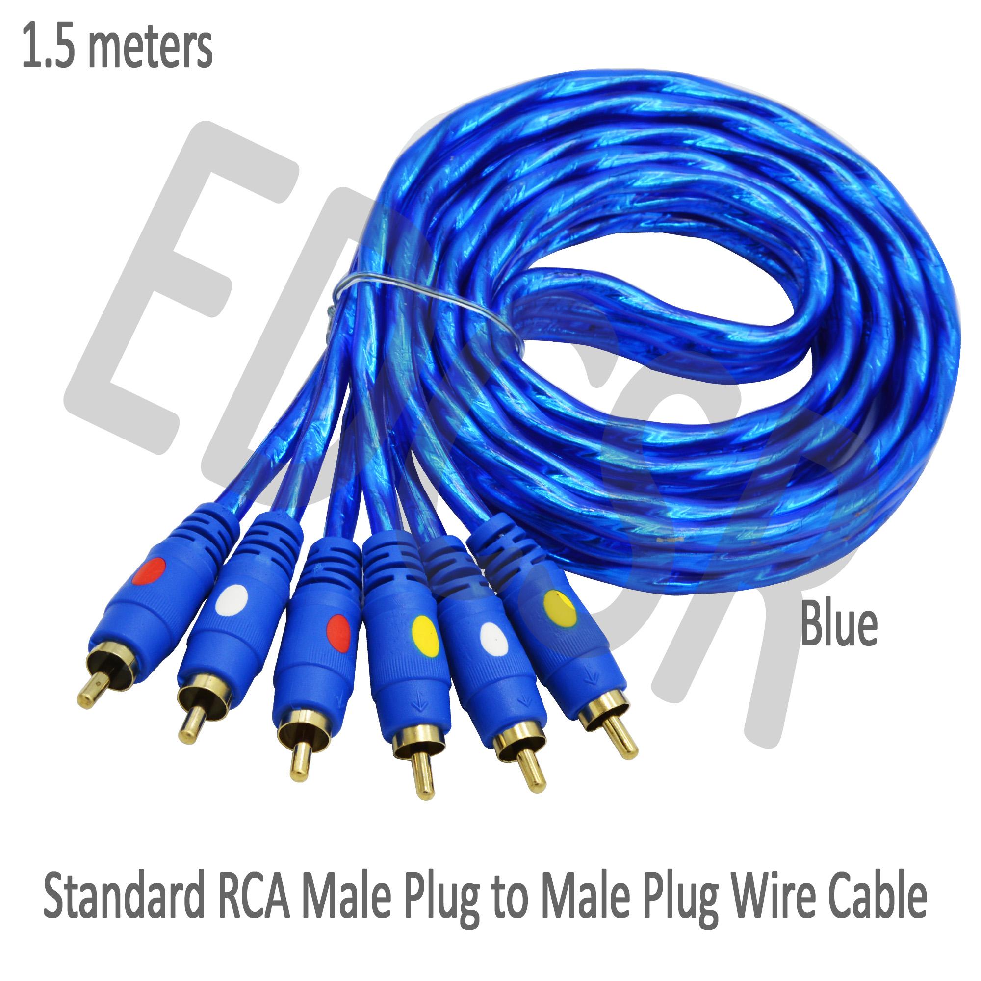 Standard RCA Male Plug to RCA Male Plug Cable Wire - Blue | Lazada PH