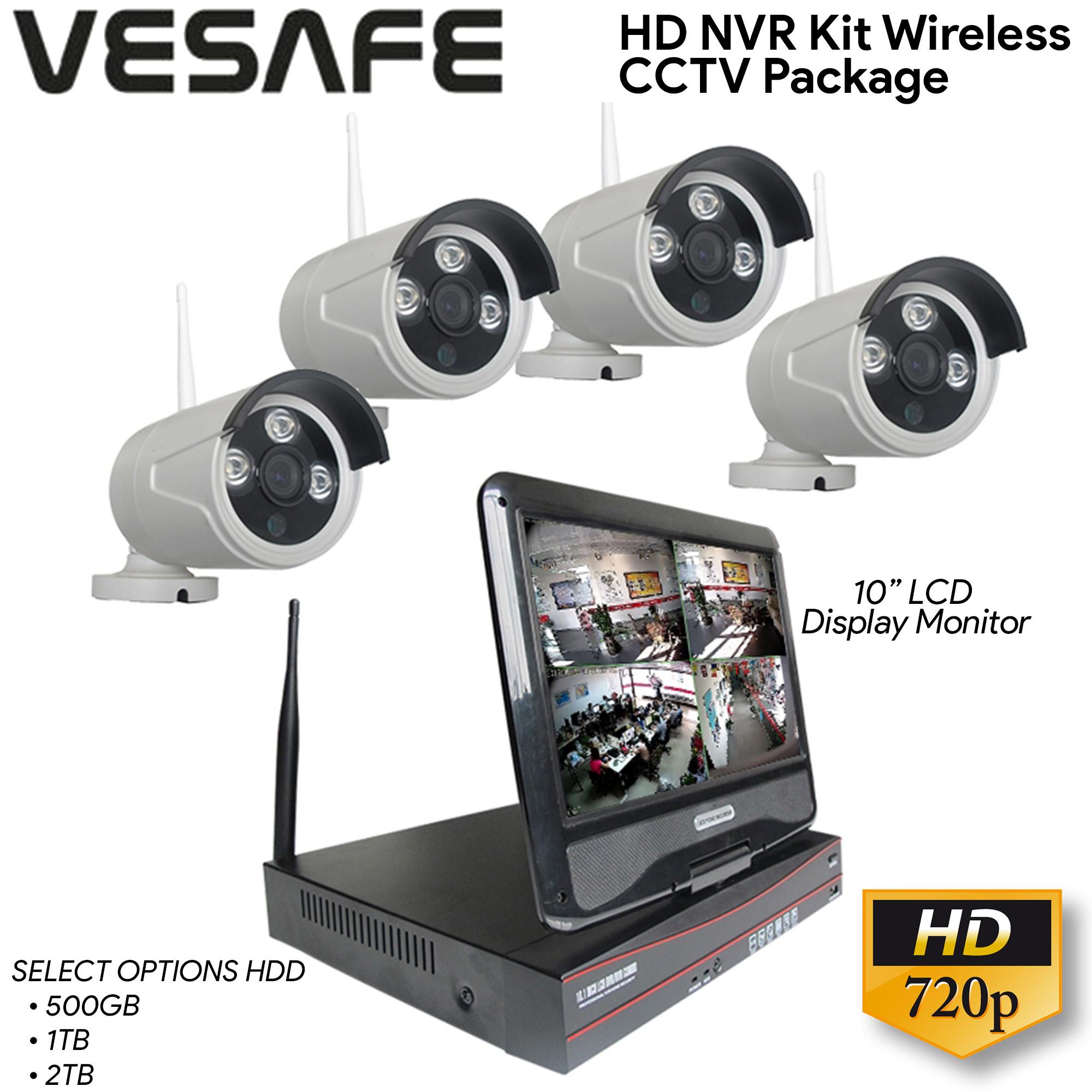 Vesafe HD NVR Kit Wireless CCTV Package with 10 in LCD Display Monitor ...