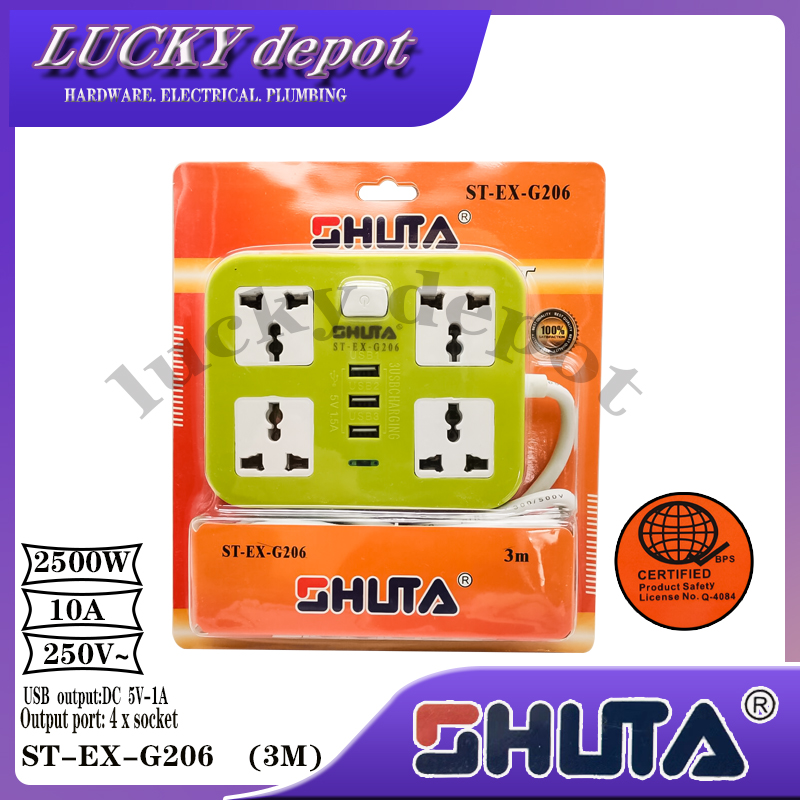 ST-EX-G206 3M SOCKET EXTENSION OUTLET 3 USB PORTS, EXTENSION CORD 4 ...