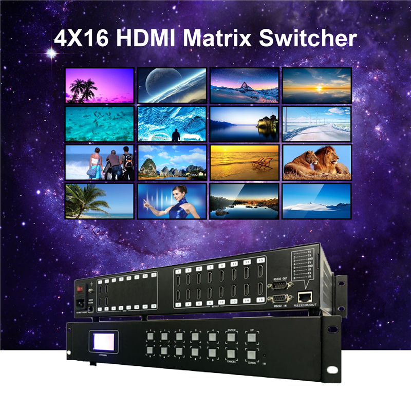 4x16 HDMI matrix switcher 4 in and 16 out LED&LCD TV HD1920x1080p 30Hz ...